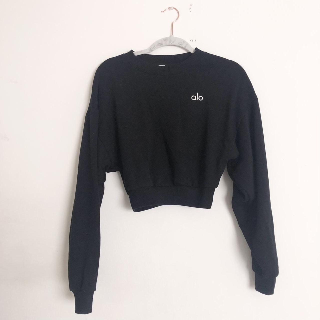 Alo Yoga Cropped Accolade Crewneck Black XS Show... | Depop