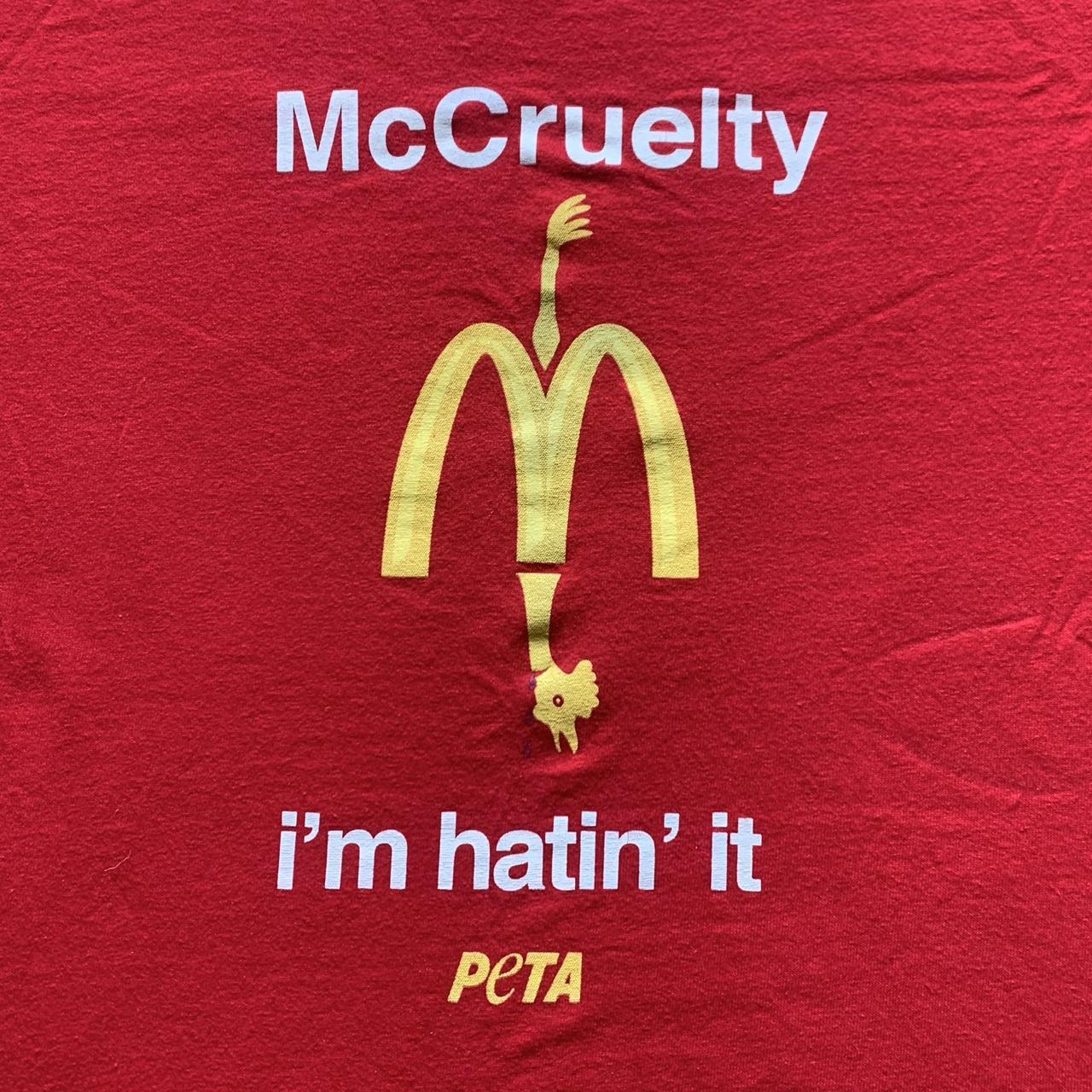 Men’s vintage red PETA McCruelty t-shirt, size... - Depop