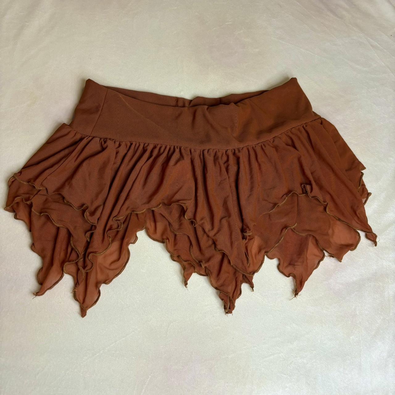 Brown ruffle skirt - perfect for a fairycore or... - Depop