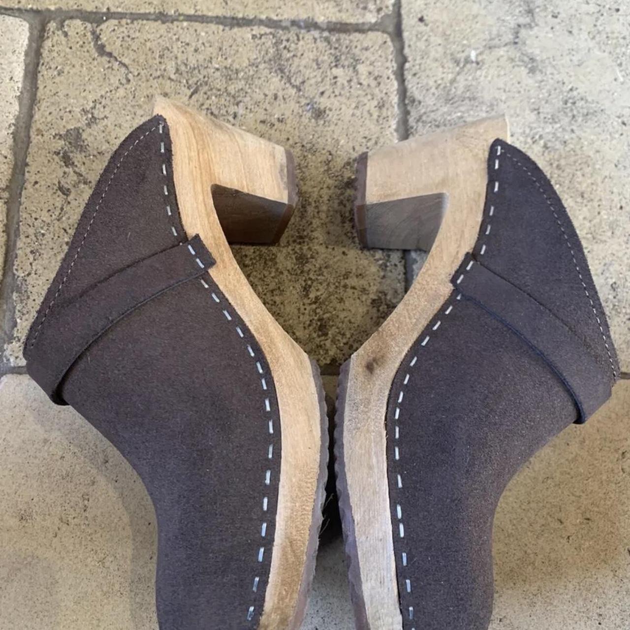 Brown Suede Kitty Clogs Heel Size 5 or 38 RRP... - Depop