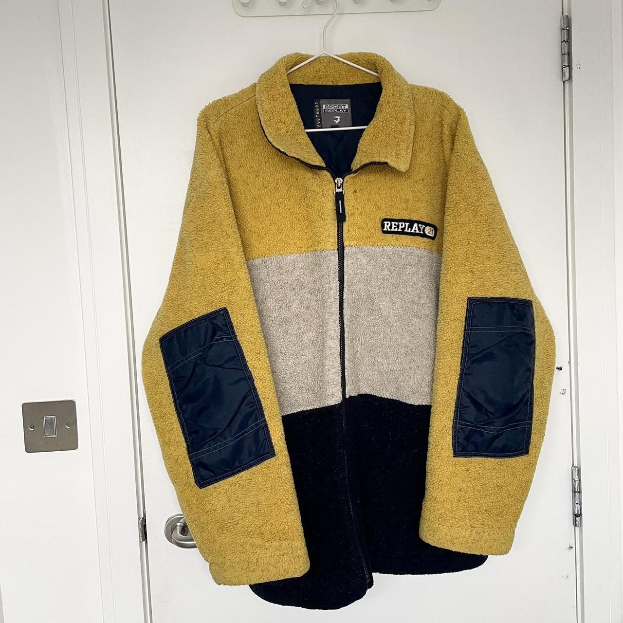 Vintage yellow fleece jacket size XL/XXL #nike... - Depop
