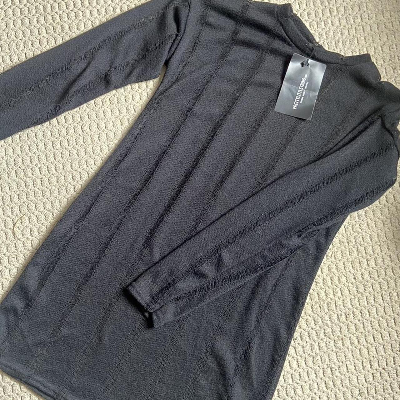 PLT Black Distressed Textured Oversized Long Sleeve... - Depop