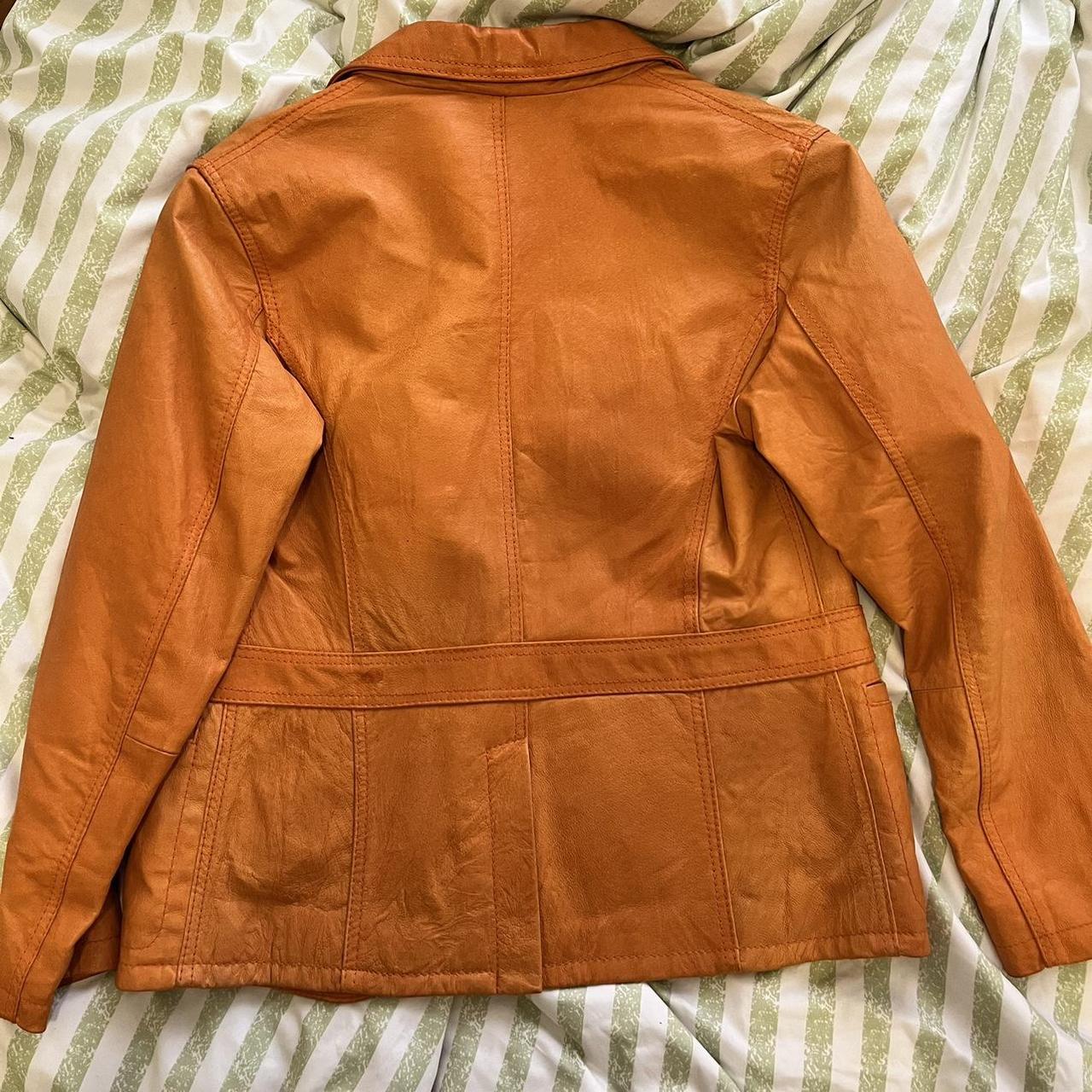 Orange Vintage Leather Jacket. Amazing jacket... - Depop