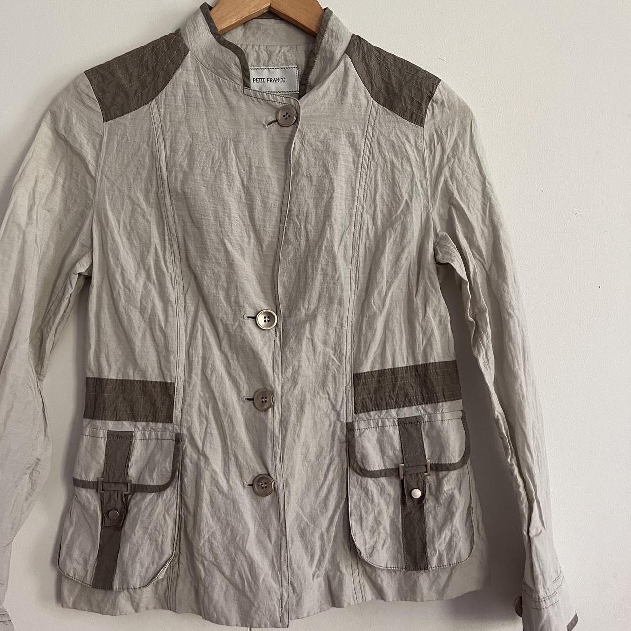 Gray and dark gray lightweight jacket with... | Depop