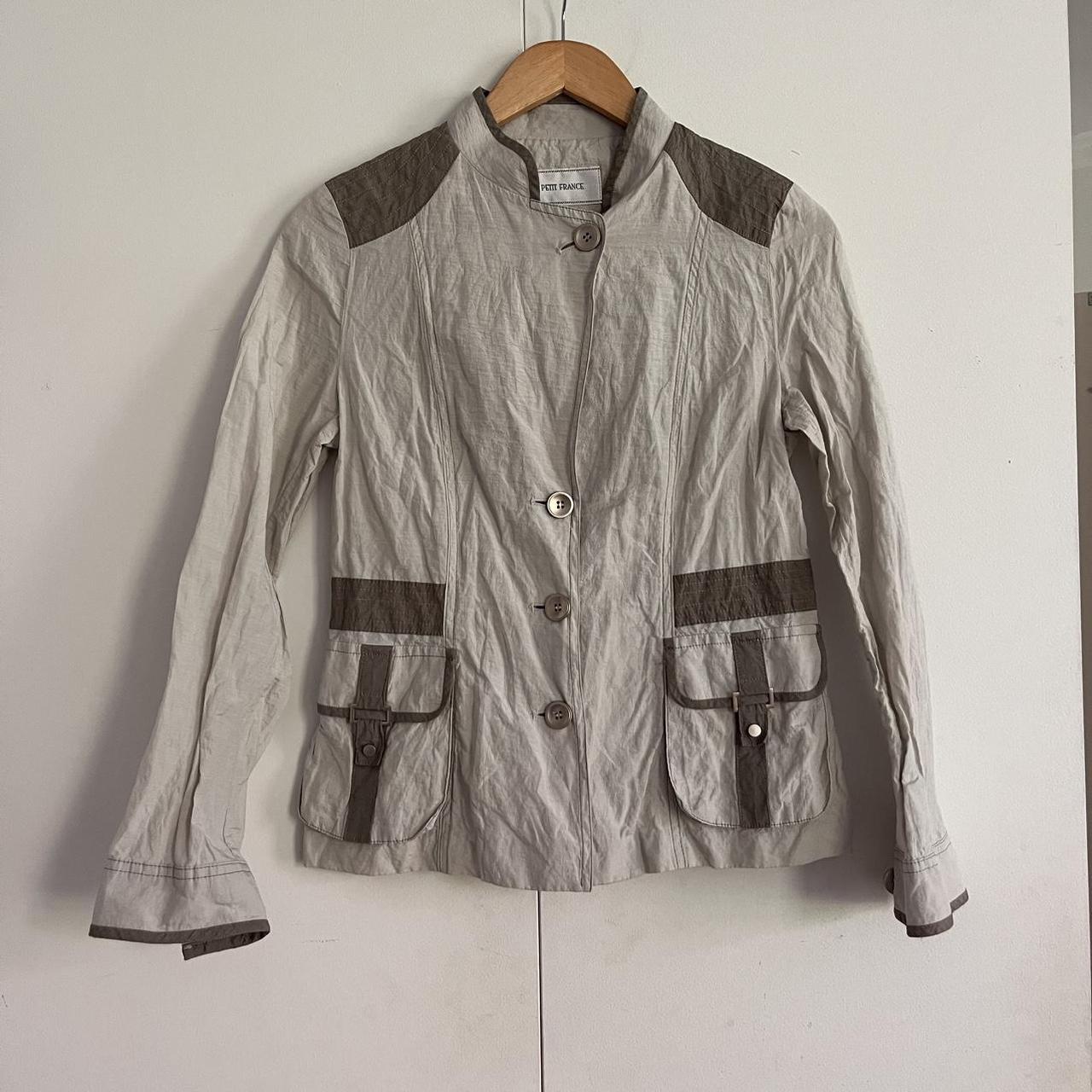 Gray and dark gray lightweight jacket with... | Depop