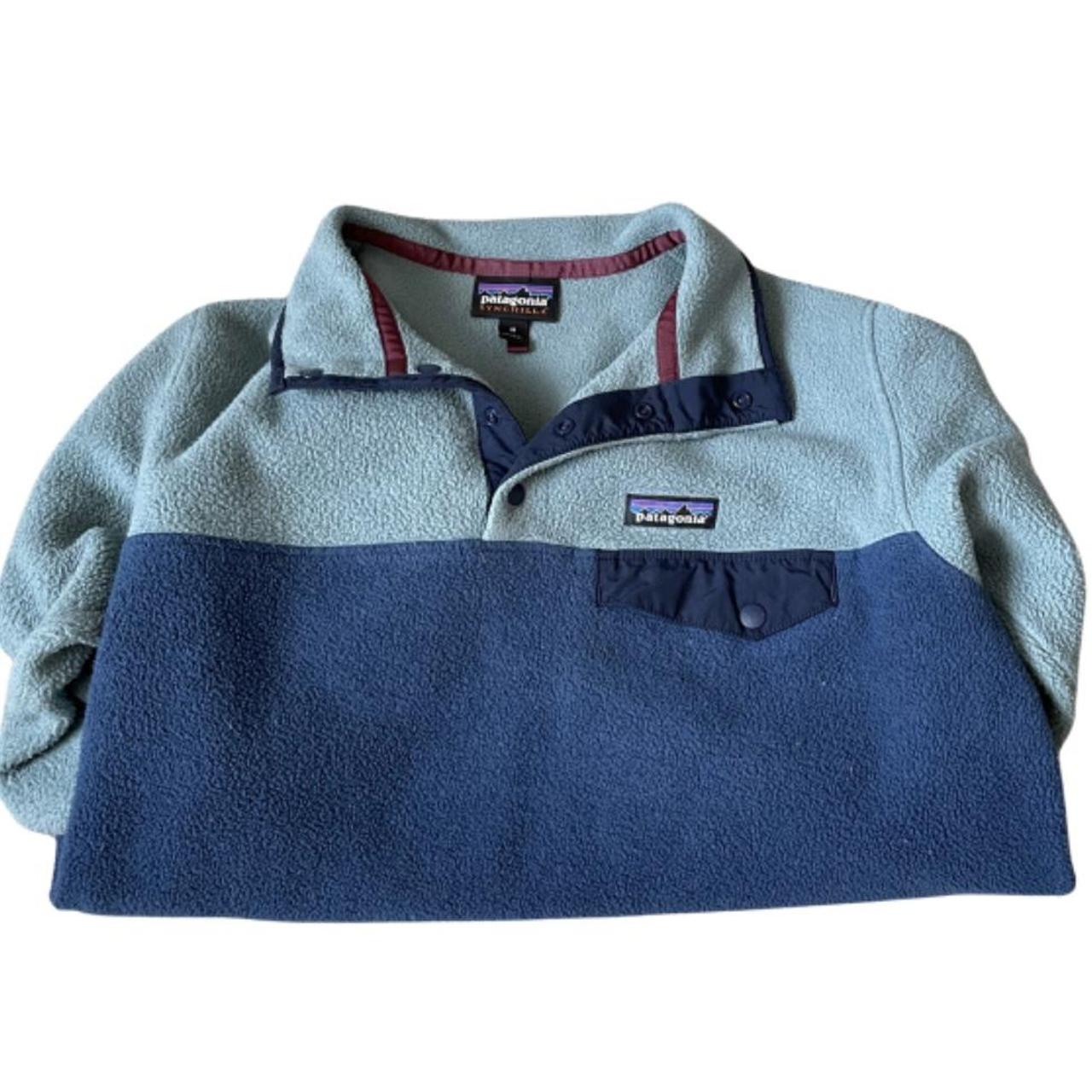 patagonia synchilla pullover fleece two tone blue... - Depop
