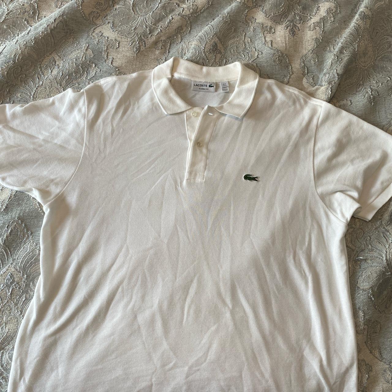 lacoste white polo - XL runs small - no damages - Depop