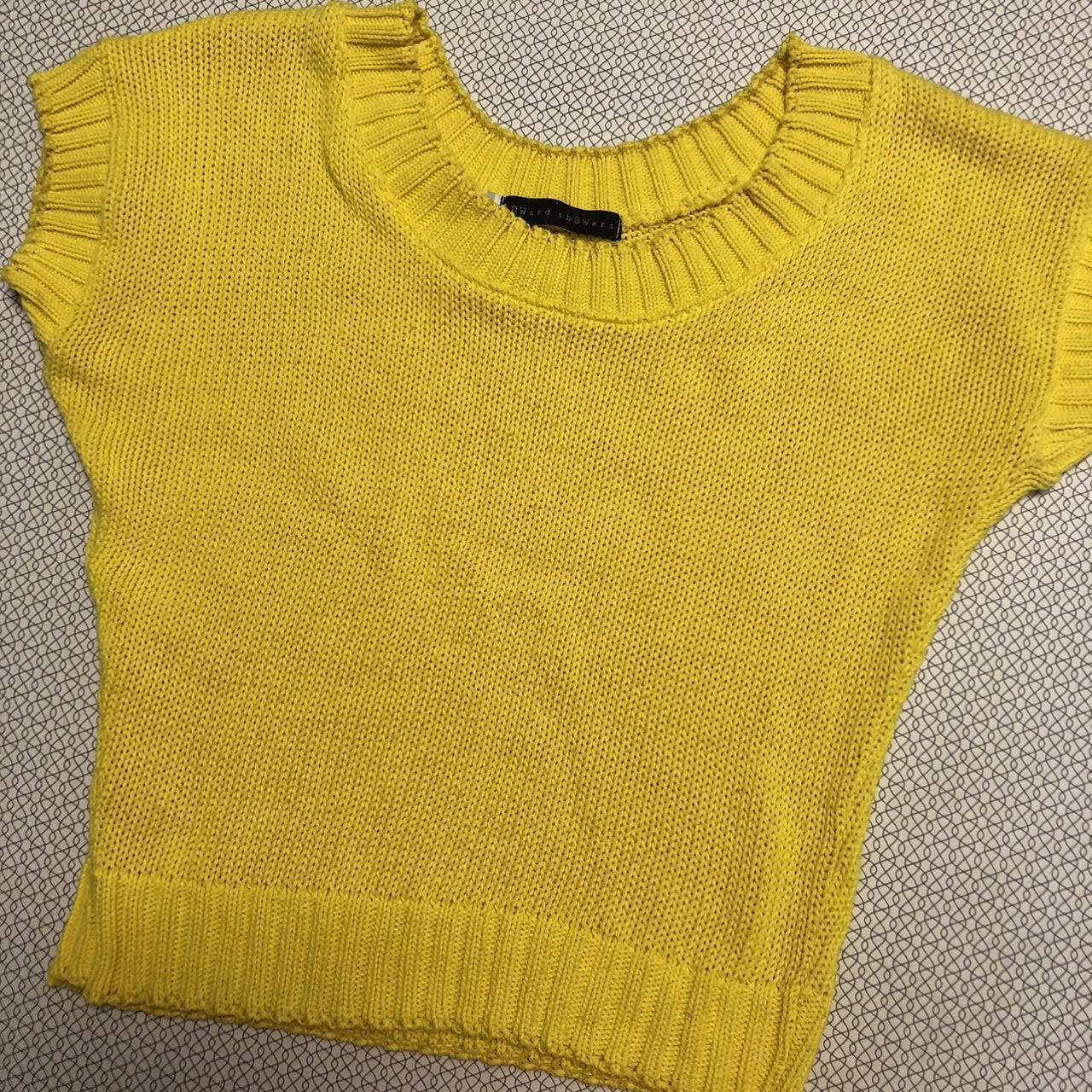 Howard Showers bright yellow cropped knitted top,... - Depop