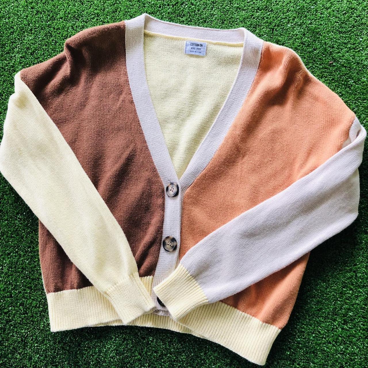 Cotton On colour block cropped style cardigan, 100%... - Depop