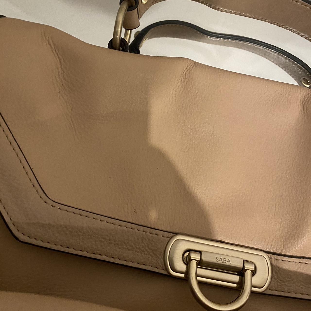 Saba Tan satchel style bag with handle and cross... - Depop