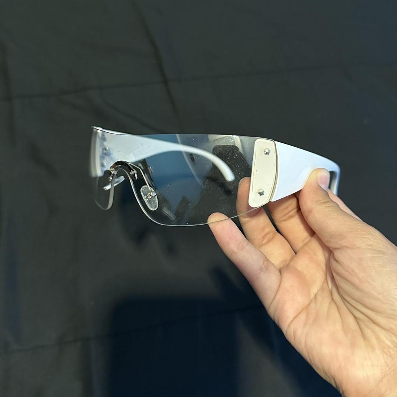clear rimless sunglasses with white #y2k... - Depop