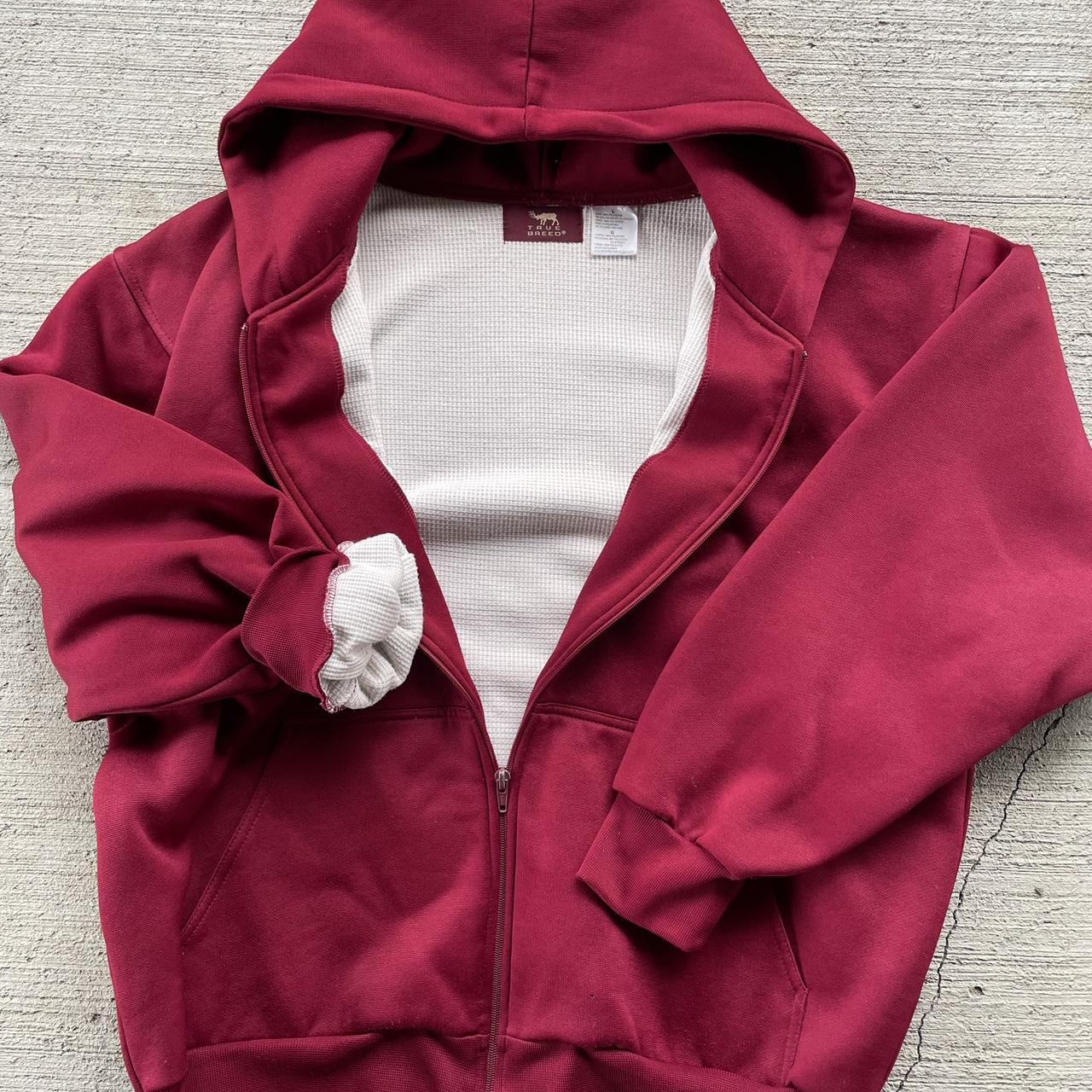 vintage 90s True Breed thermal lined zip up hoodie... | Depop
