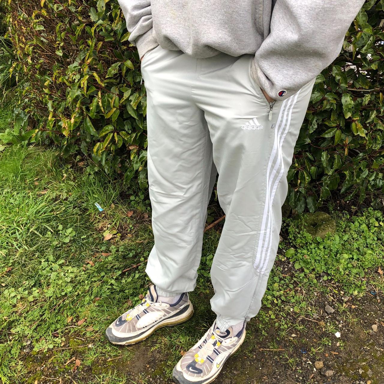 Adidas Men's Grey and Blue Joggers-tracksuits | Depop