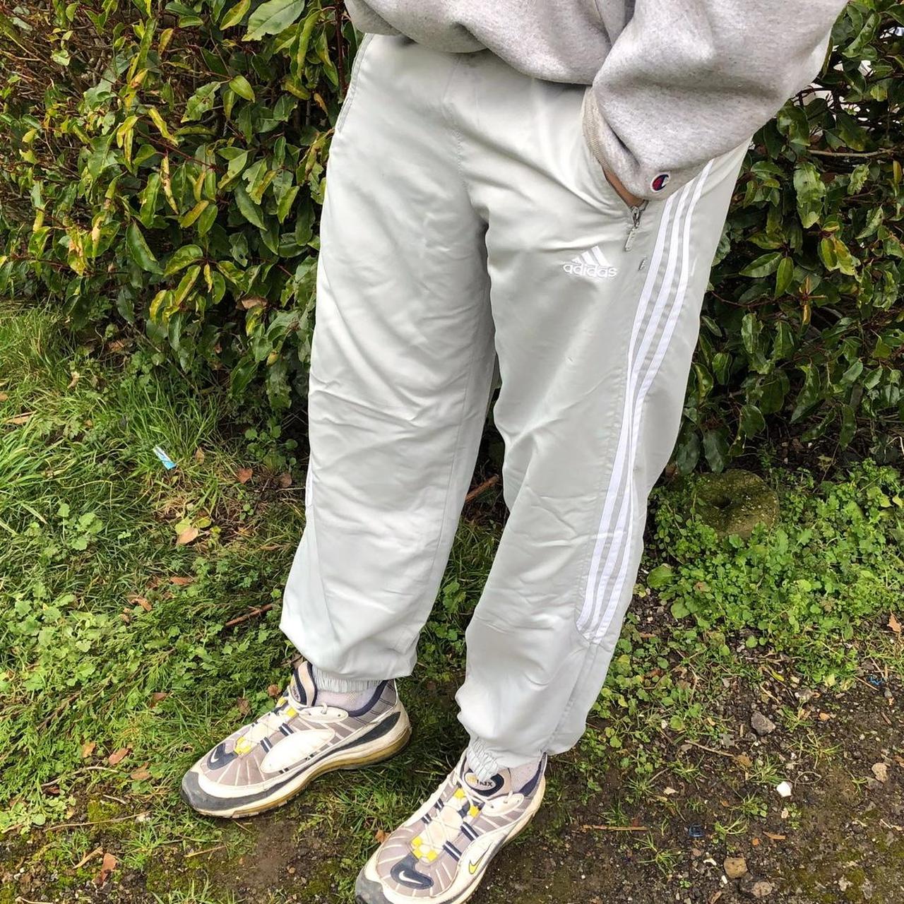 Adidas Men's Grey and Blue Joggers-tracksuits | Depop