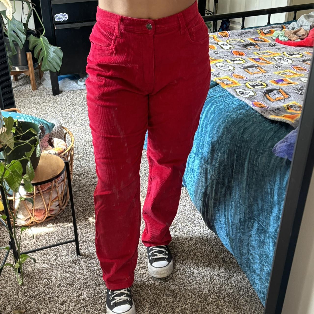 Red corduroy pants - These are high-rise and a... - Depop
