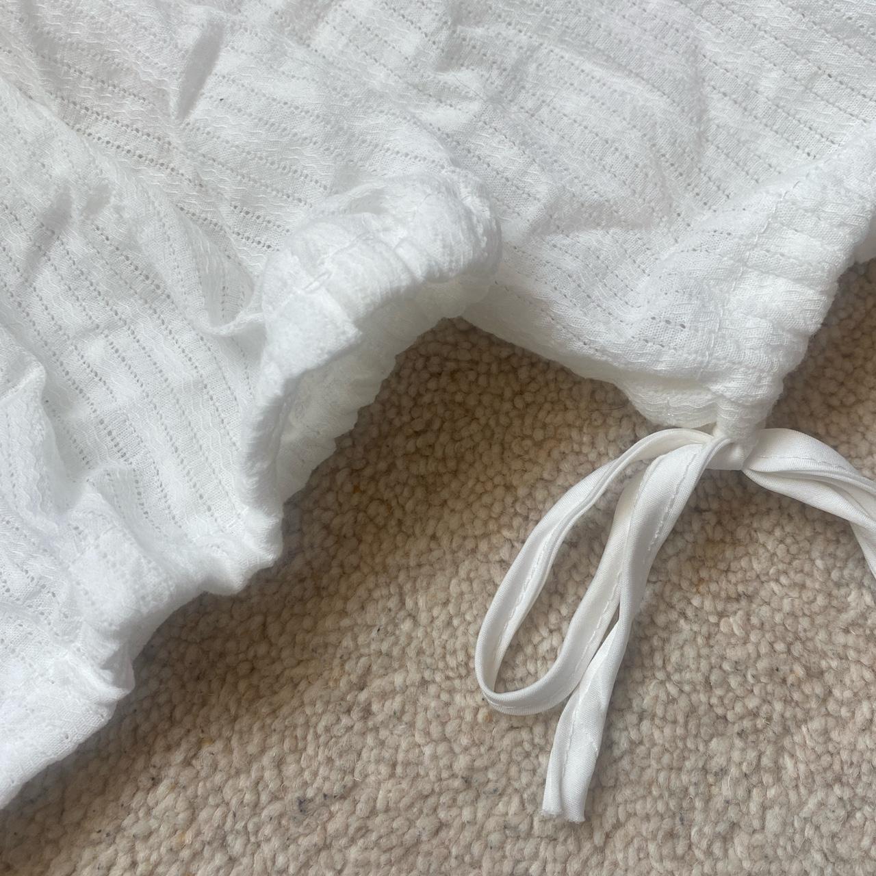 super cute coquette white top! All the draw strings... - Depop