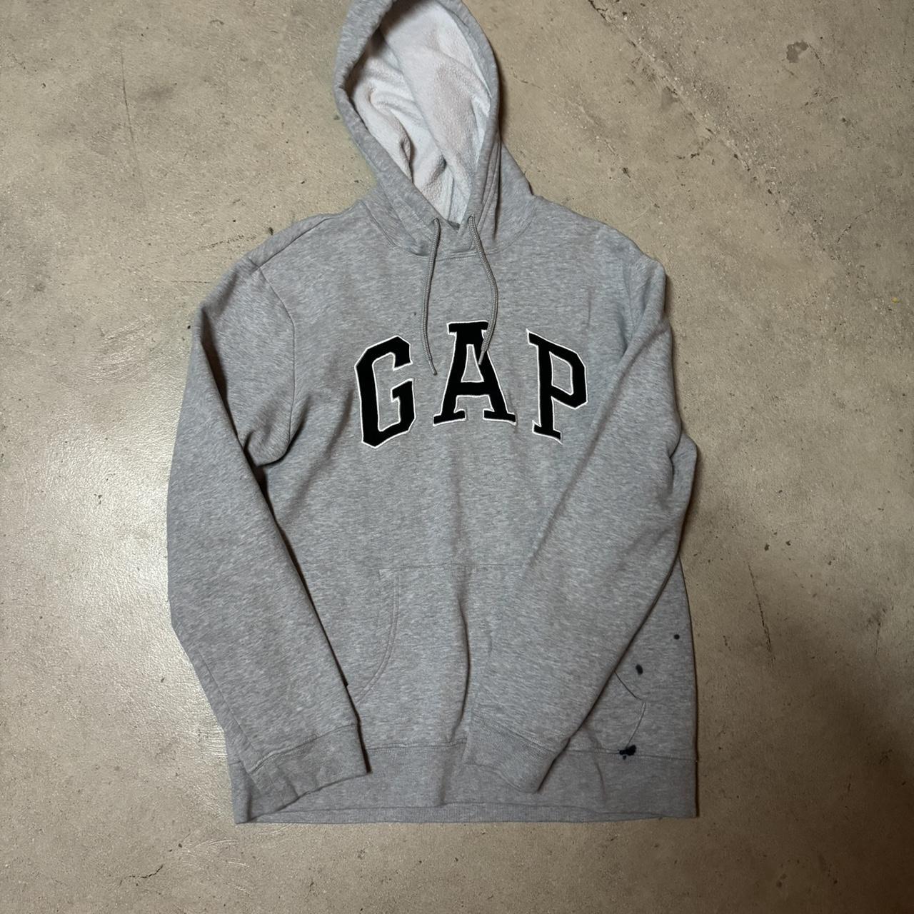 Grey gap hoodie Size m Damages pictured - Depop