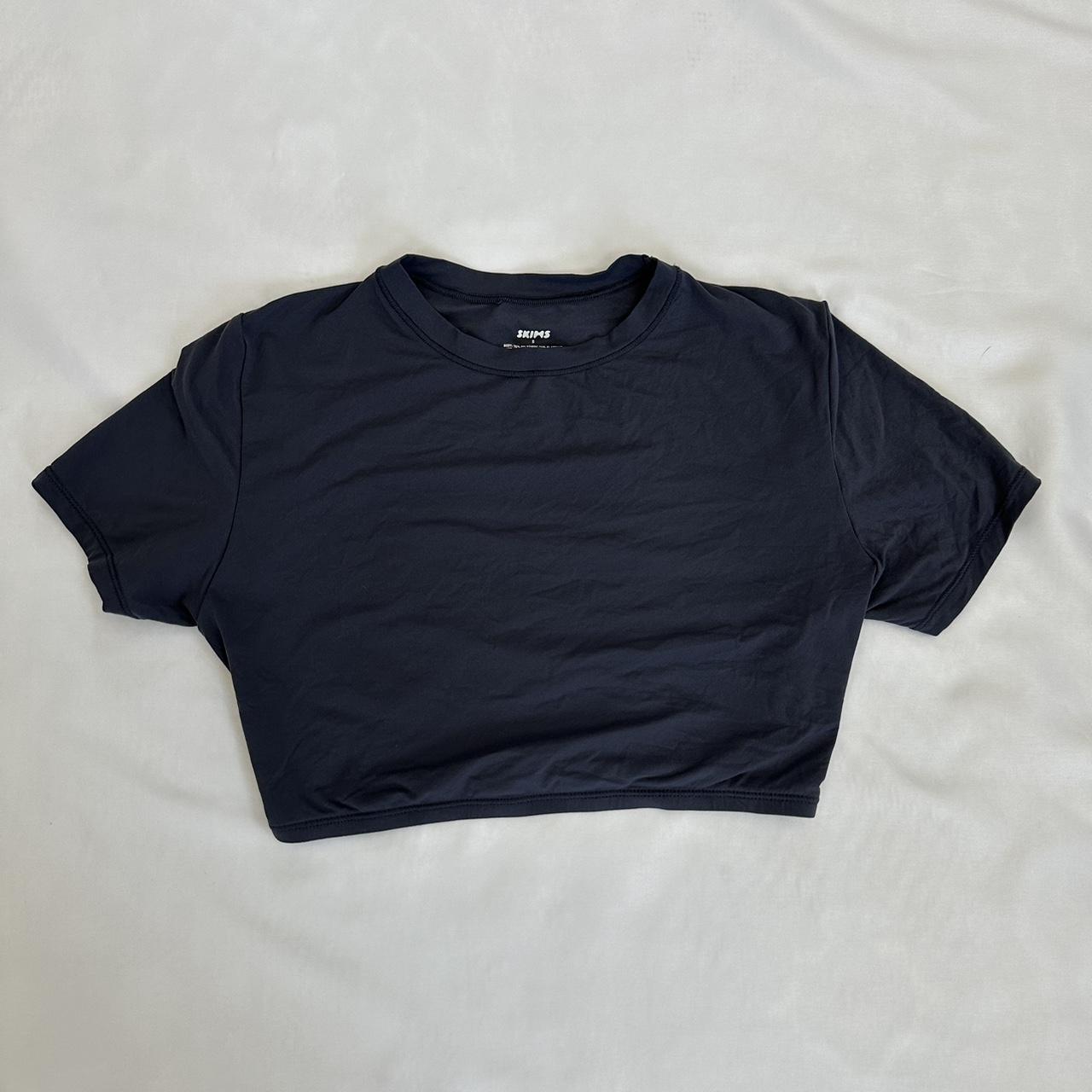 Skims Cropped Top (A147) Dusty navy blue crop top... - Depop