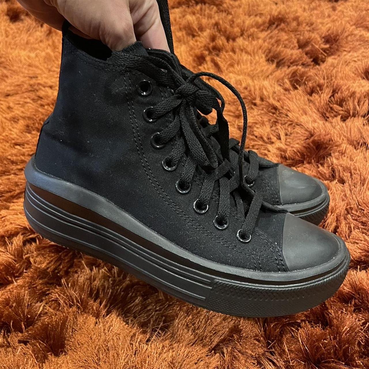 Black Hightop Platform Converse size 4.5, these have... - Depop