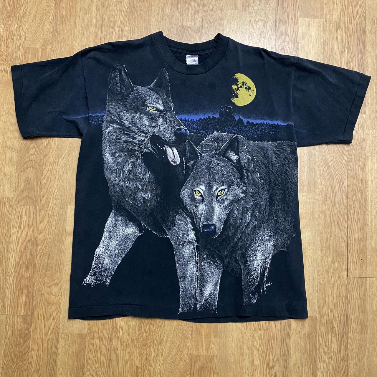 Vintage 90s werewolf nature AOP all over print... - Depop