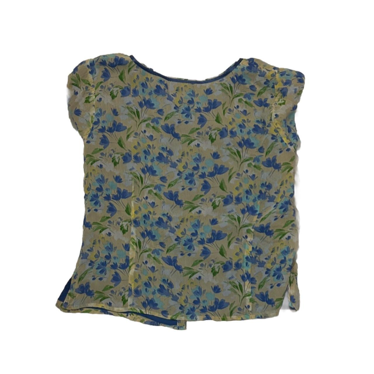 Liz Claiborne y2k Matching Set Blue Florals With Bow... - Depop