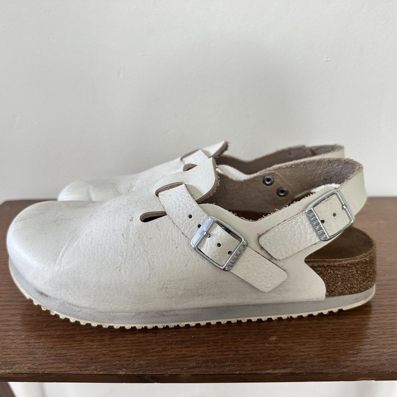 White clog Birkenstocks, perfectly broken in, tons... - Depop