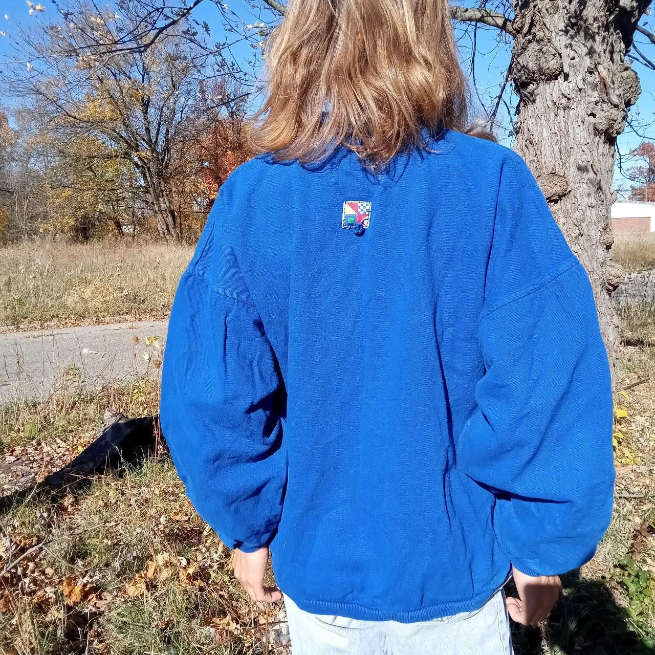 Unique and bold saturated blue vintage pullover by... - Depop