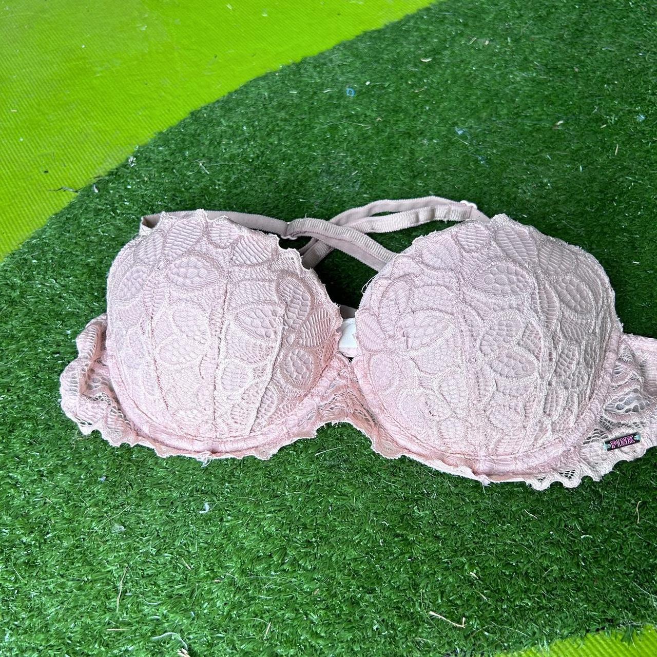 Sparkly Pink Floral Victorias Secret Push Up Bra Depop