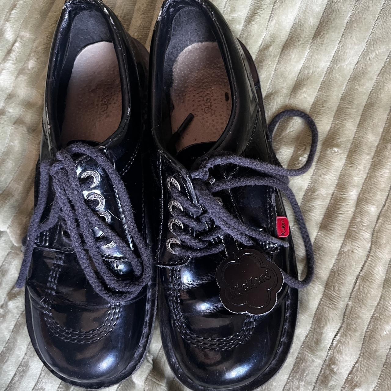 Patent black kickers shoes size 6 - Depop