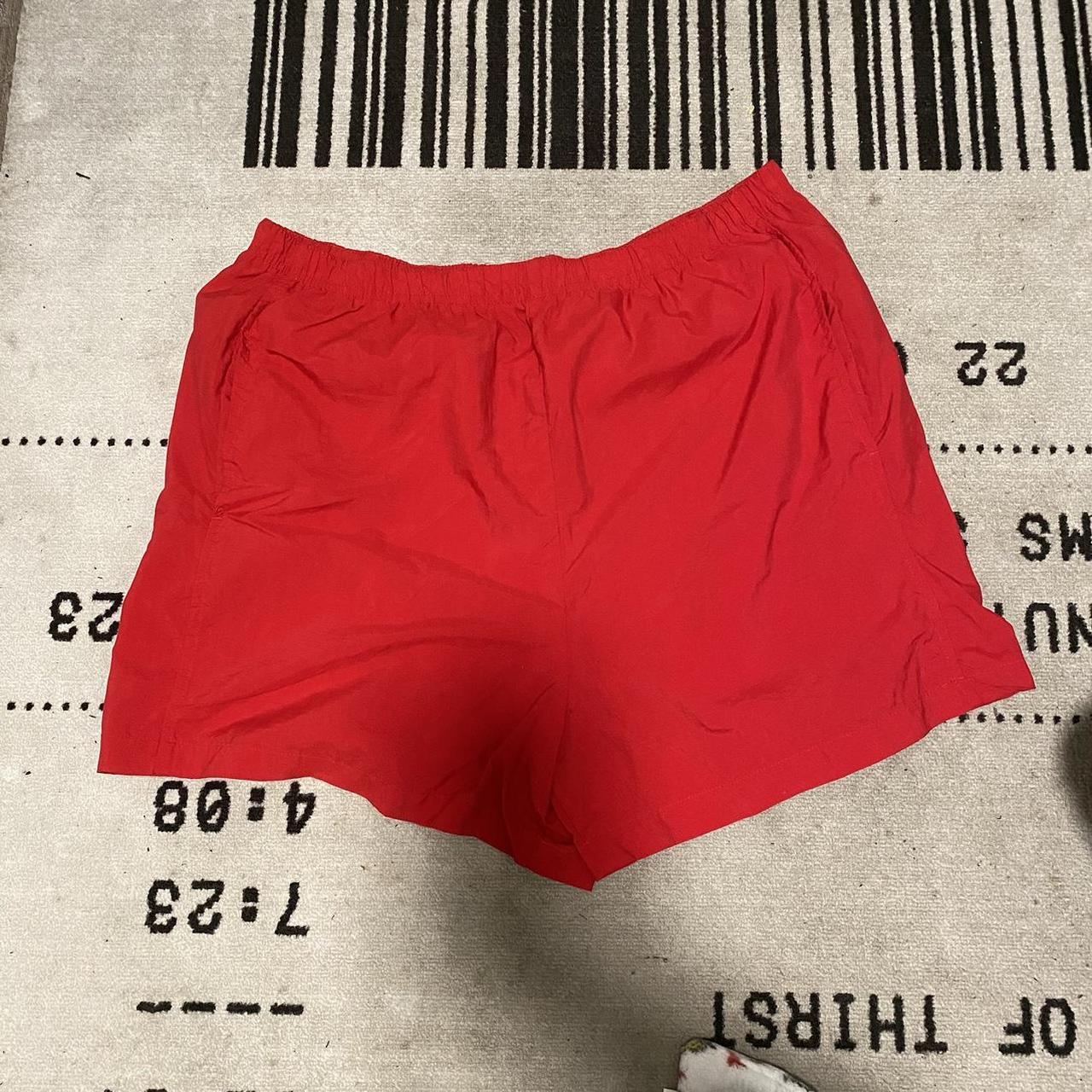 blank red shorts sized XL with elastic waistband so... - Depop