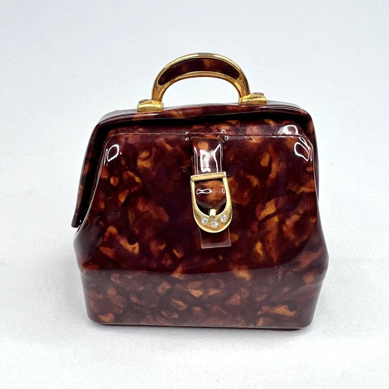 Adorable and unique vintage ultra mini brown pvc bag... - Depop