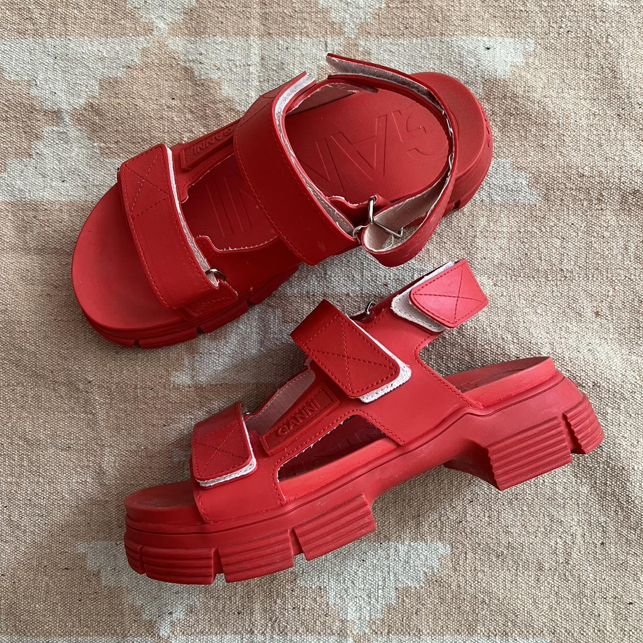 Ganni Women's Red Sandals | Depop