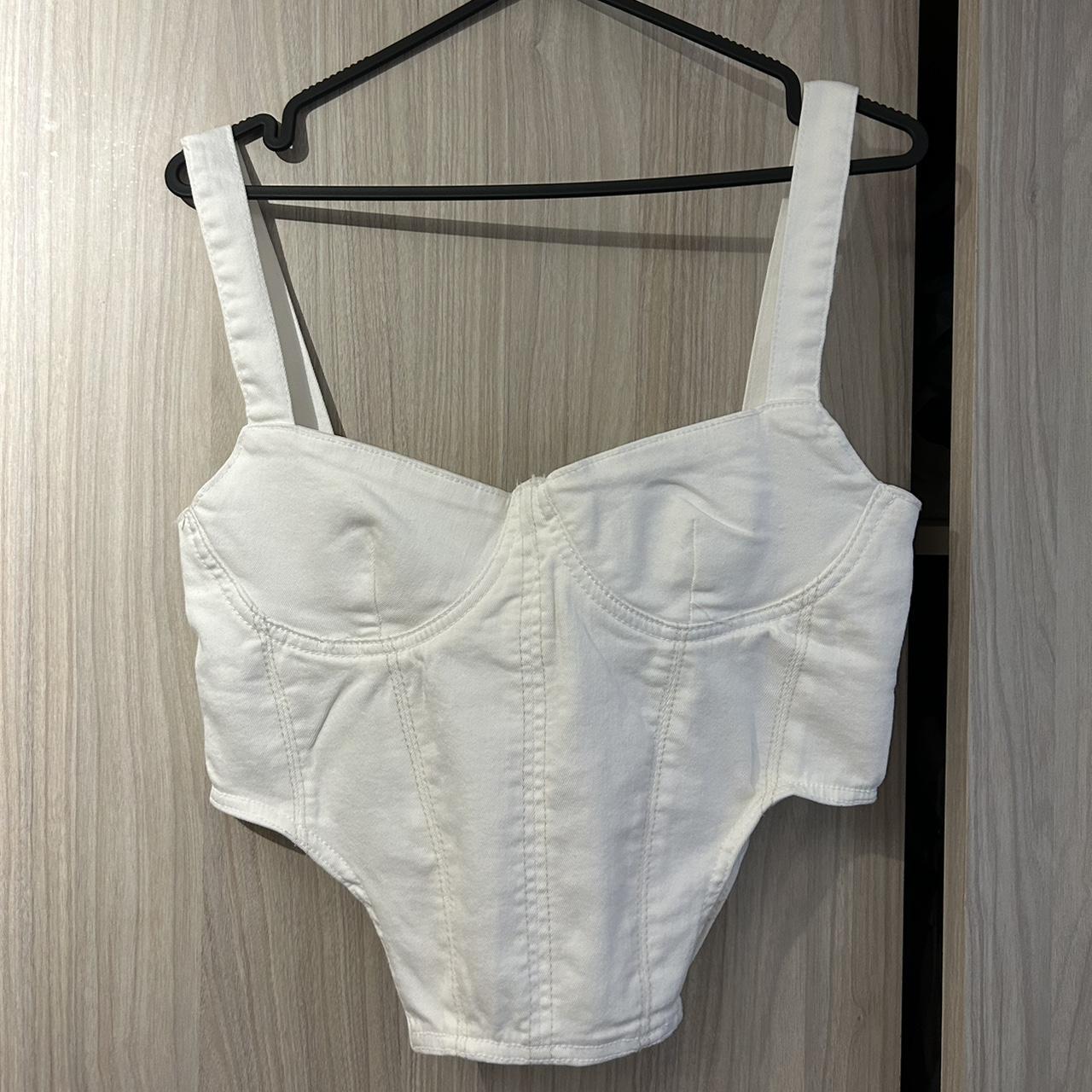 Zara white corset top Worn once so in perfect... - Depop