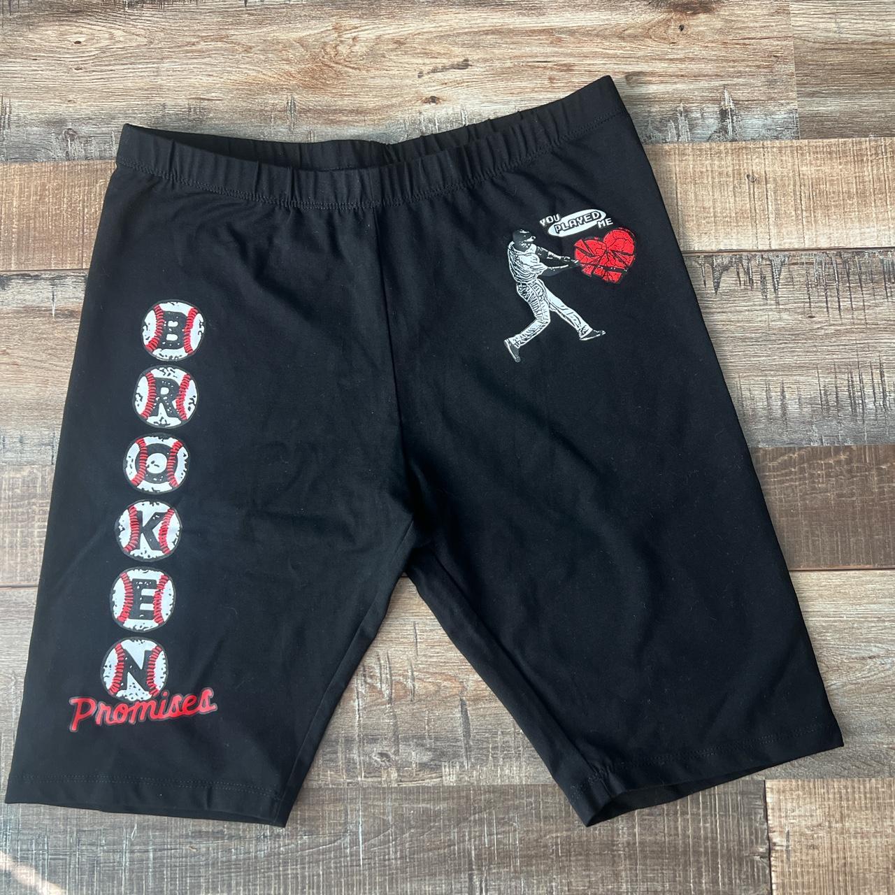 Broken Promises biker shorts never worn and super... - Depop