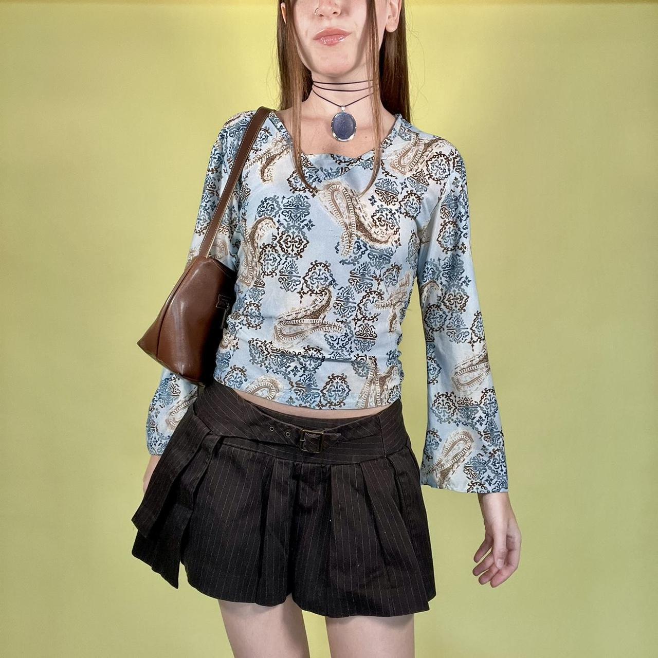 early 2000's light weight earthy baby blue and brown... - Depop