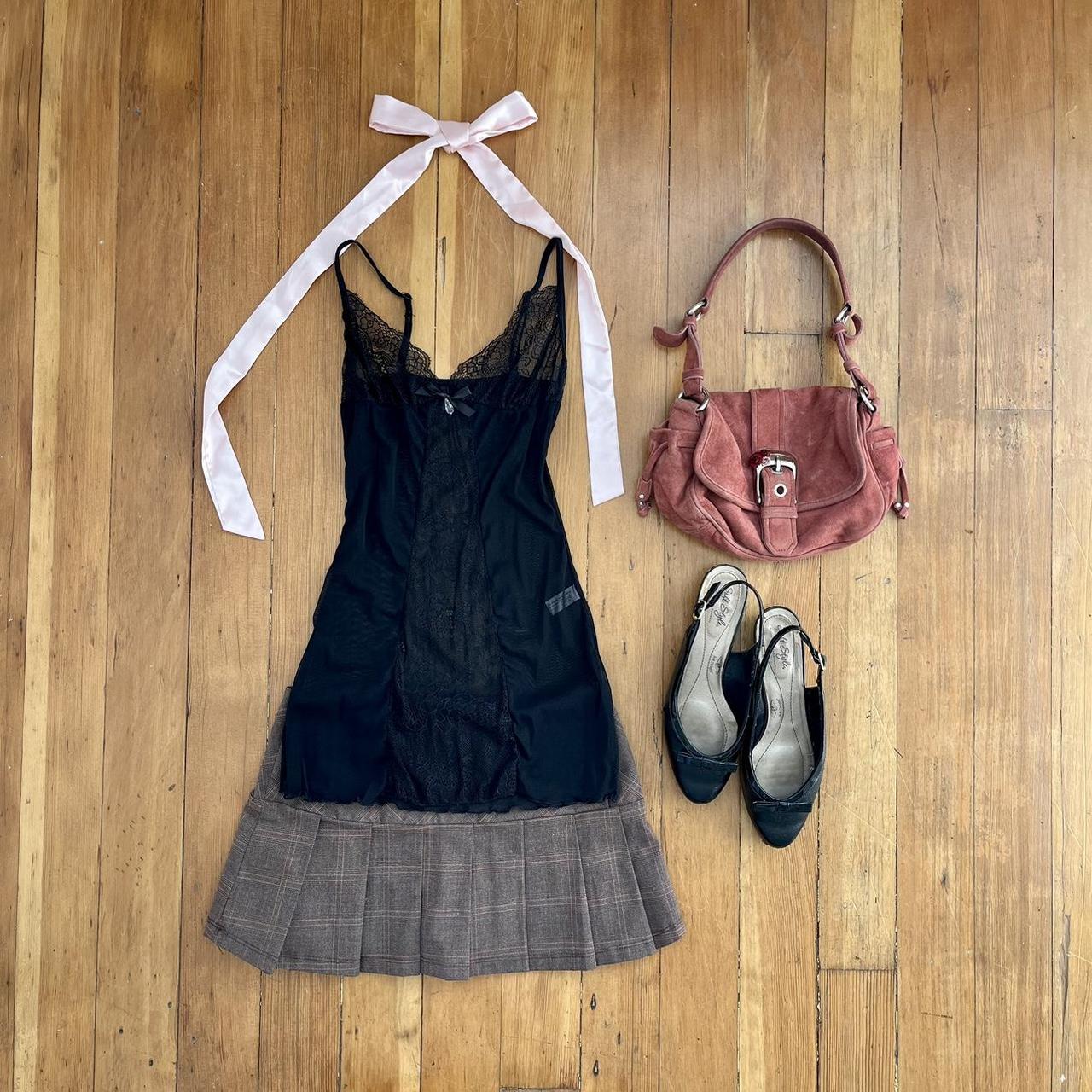 early 2000's dainty sheer black fitted lingerie mini... - Depop