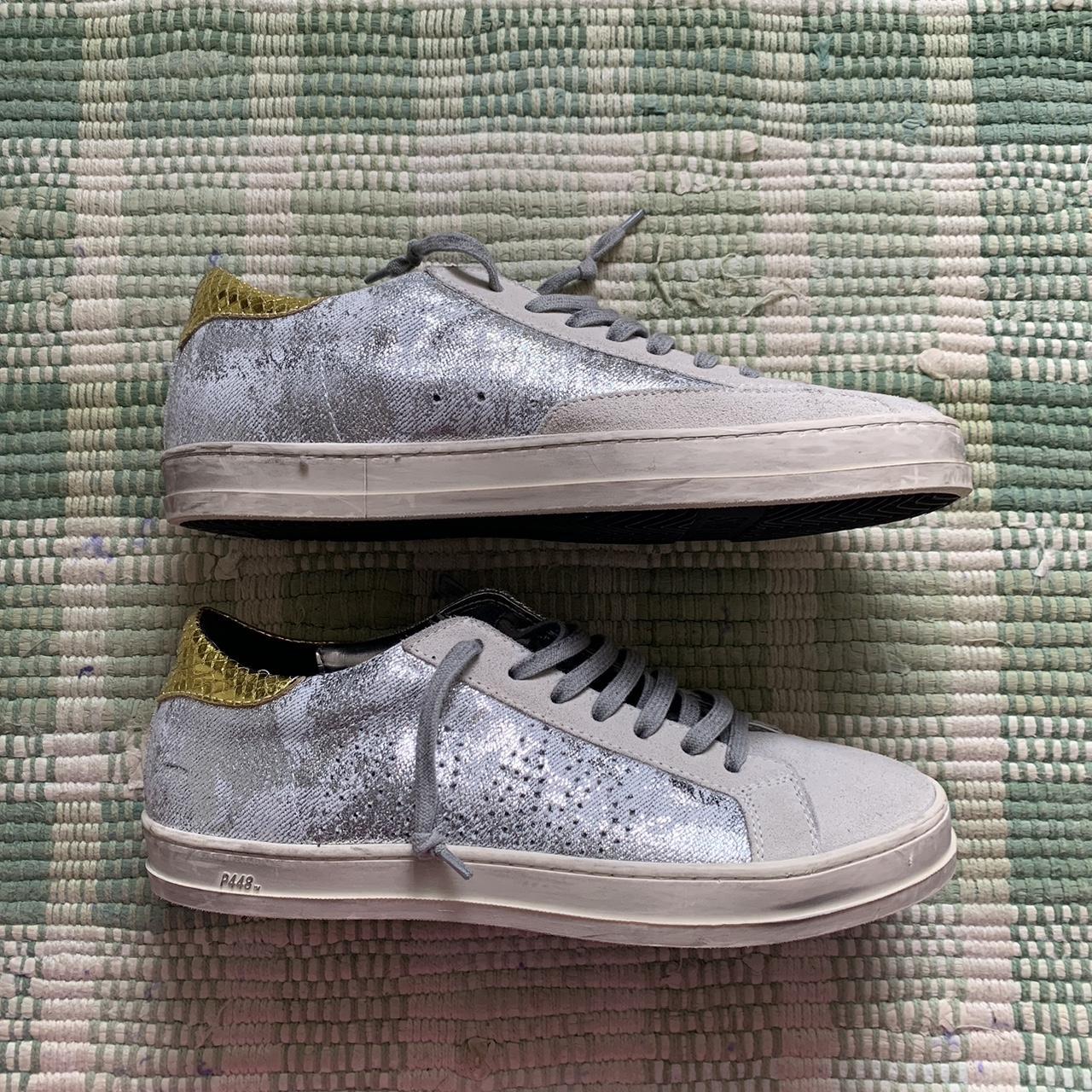 P448 Women's Silver and Gold Trainers | Depop