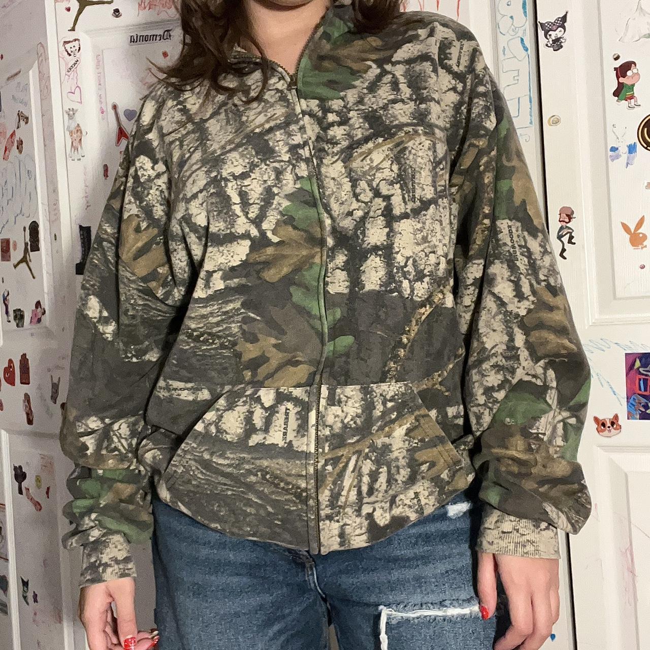 Camouflage Hoodie 🌳 Cool Camo Zip Up Jacket W Trees Depop