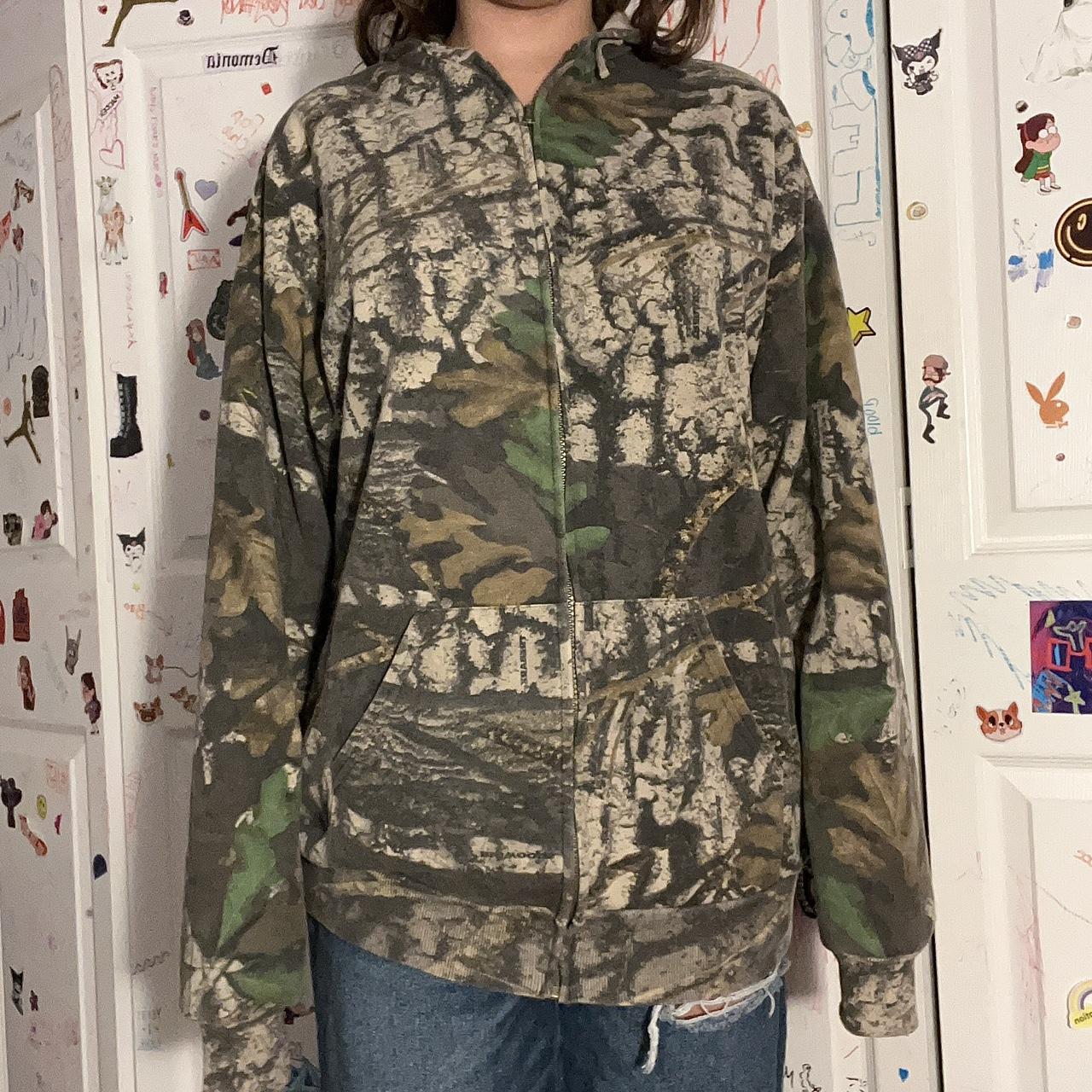Camouflage Hoodie 🌳 Cool Camo Zip Up Jacket W Trees Depop