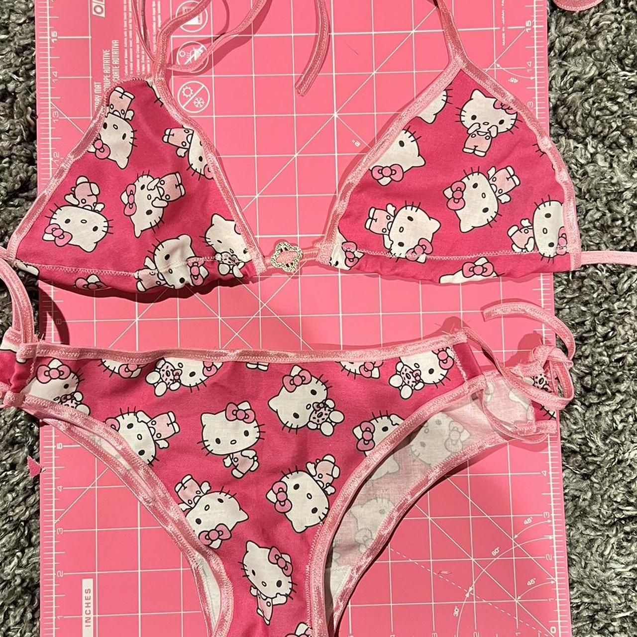 Pink Handmade Hello Kitty Bikinilingerie Never Depop