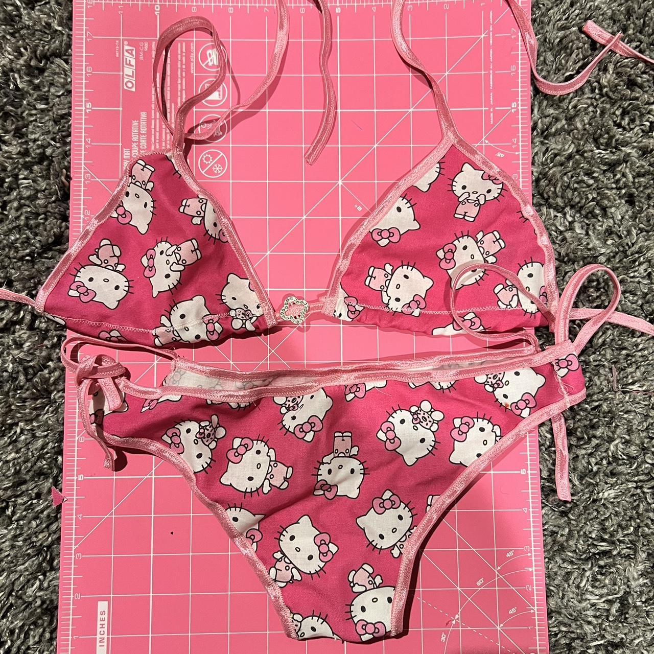 Pink Handmade Hello Kitty Bikinilingerie Never Depop