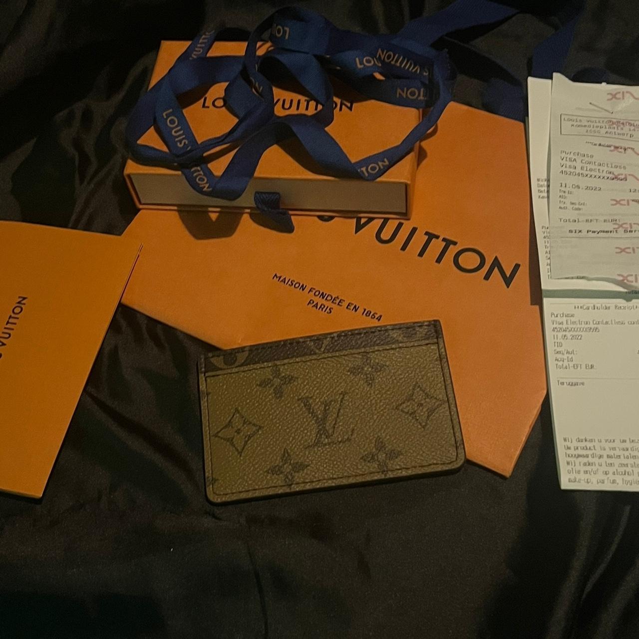 Lv reverse monogram card holder with receipt - Depop