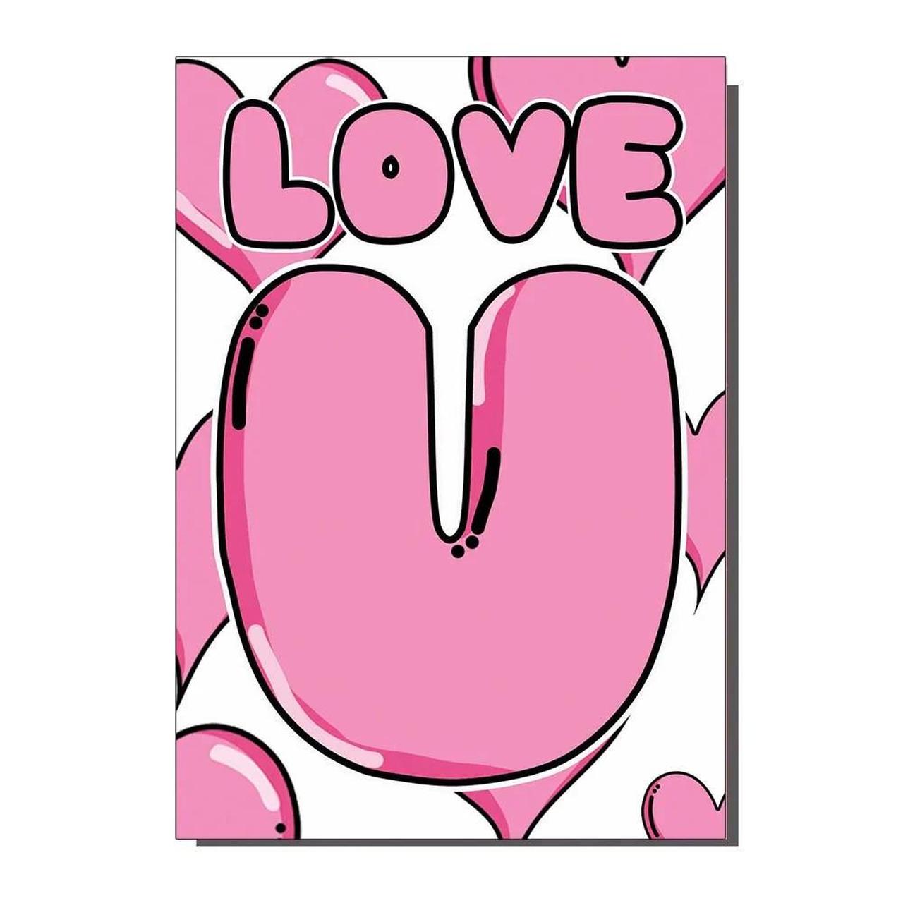 Love You pink Hearts Greetings Card Card... - Depop