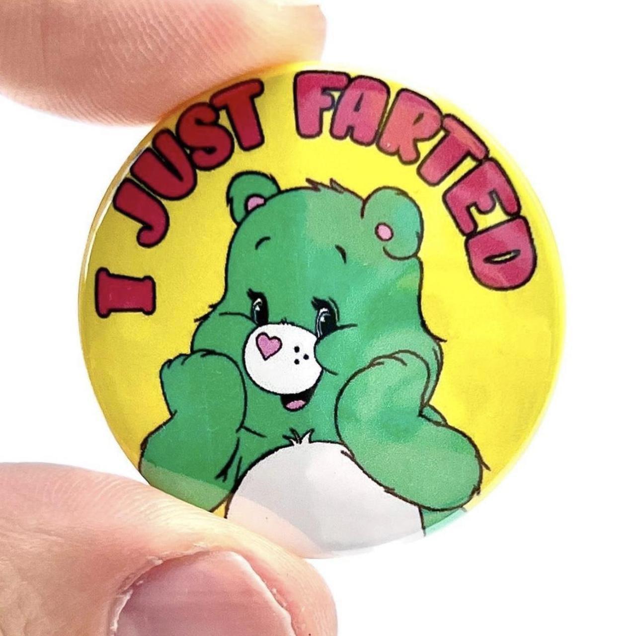 I just farted Care Bear 1980s inspired button Pin... - Depop