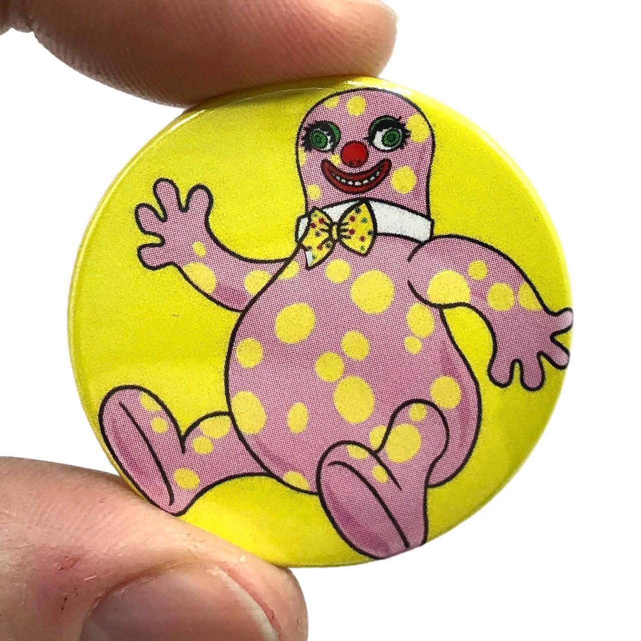 Mr Blobby button Pin Badge 38mm high gloss flat... - Depop