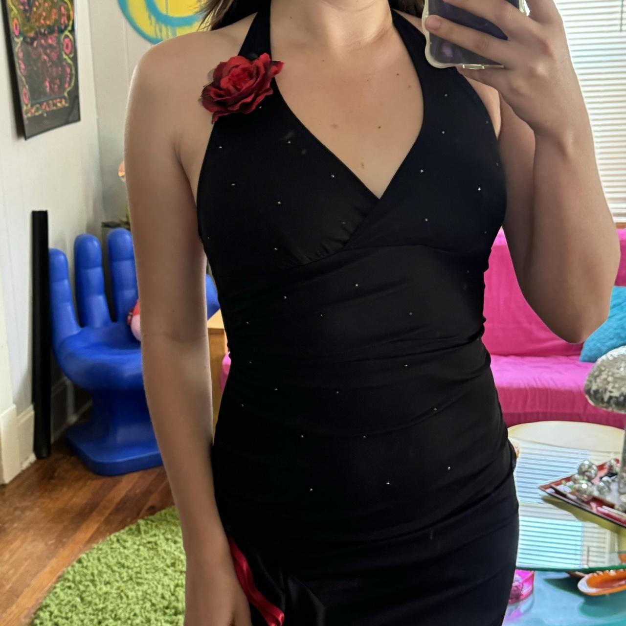 Vintage Rampage formal dress. Black dress with red... - Depop