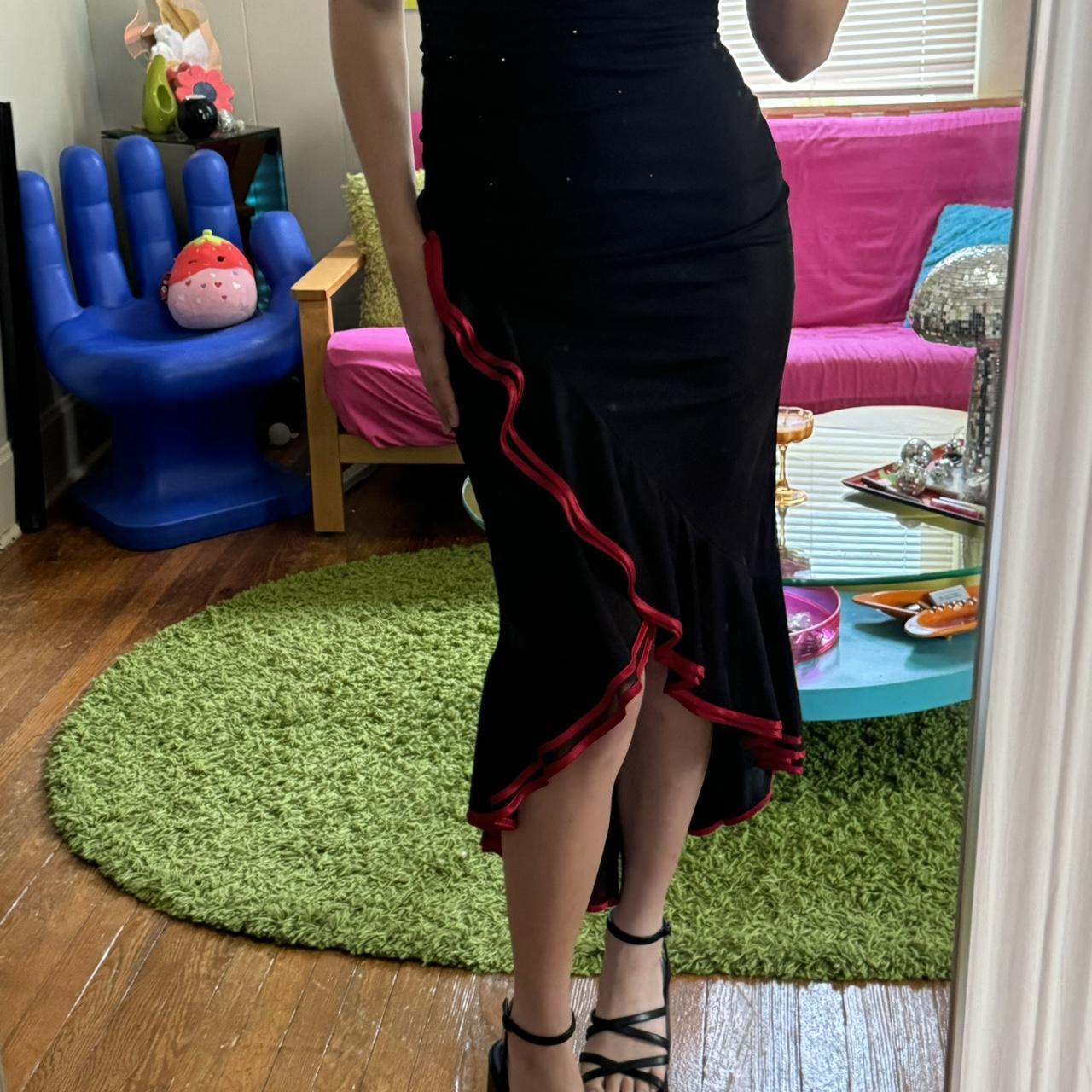 Vintage Rampage formal dress. Black dress with red... - Depop