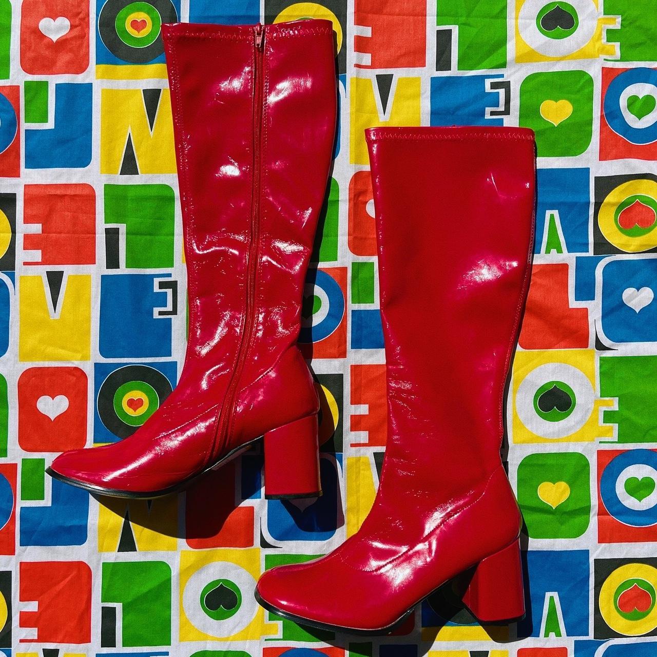 Funtasma Cherry Red Patent GoGo Boots - Size 10... - Depop