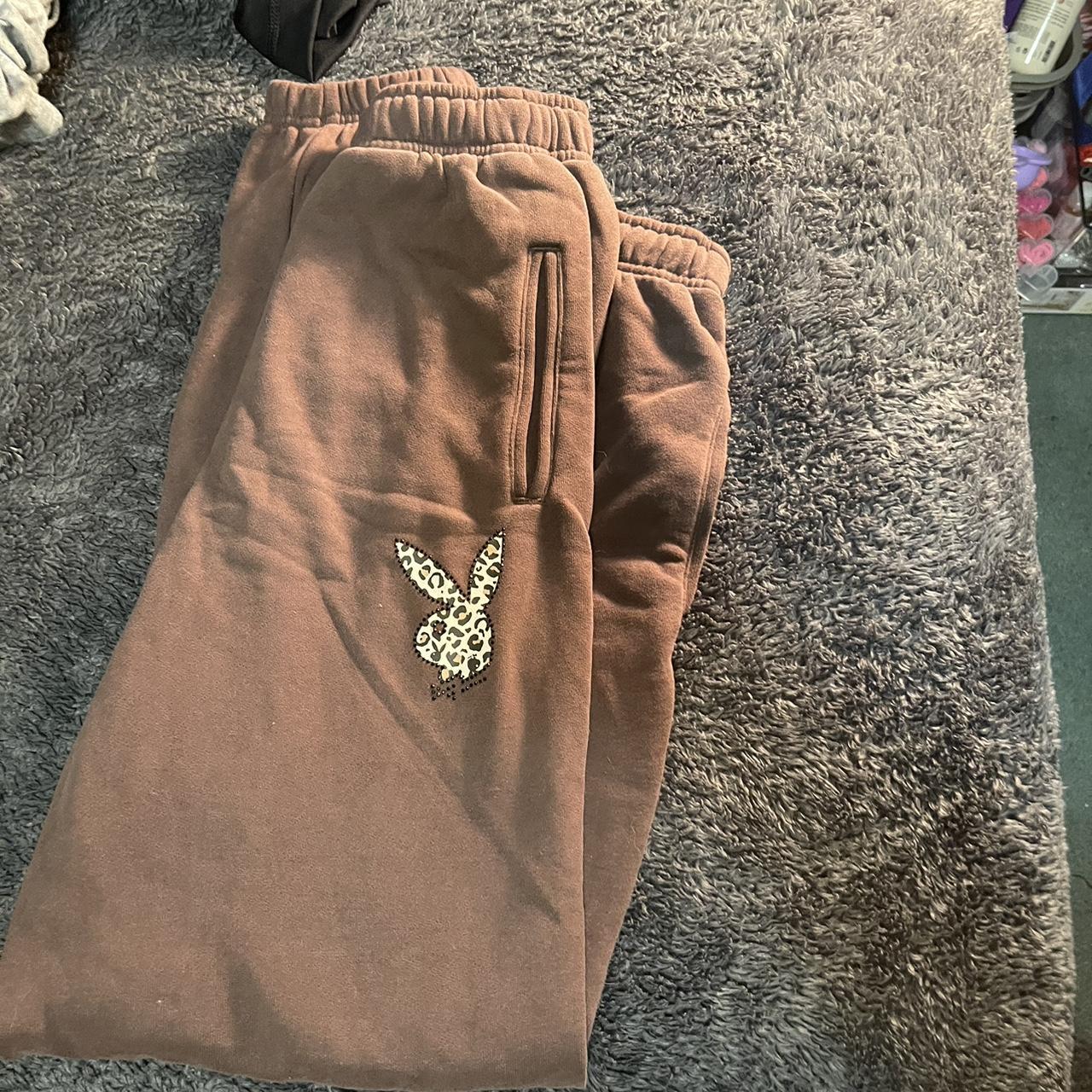 Playboy Women's Brown and Tan Joggers-tracksuits | Depop