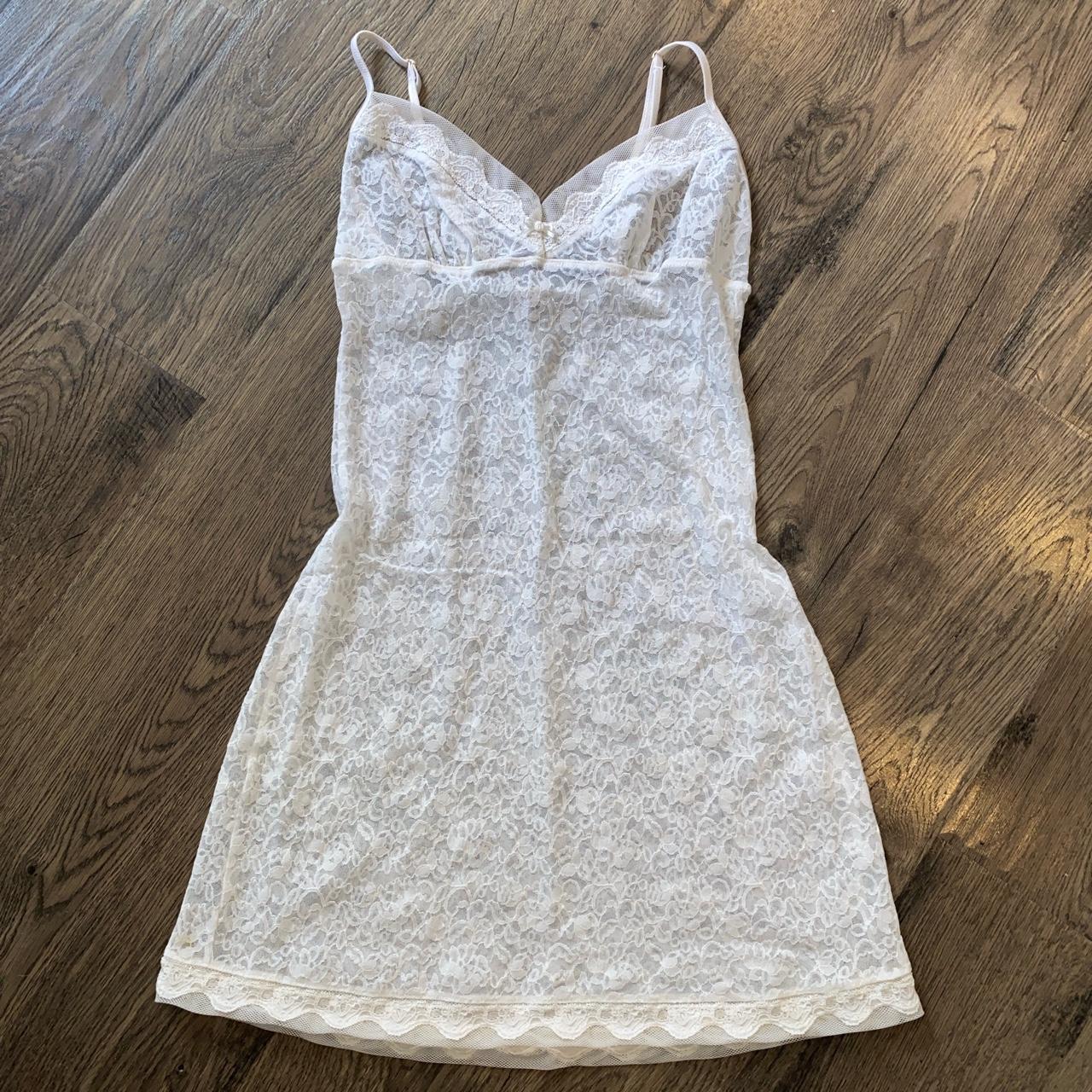 Victoria secret white lace vintage slip dress size... - Depop